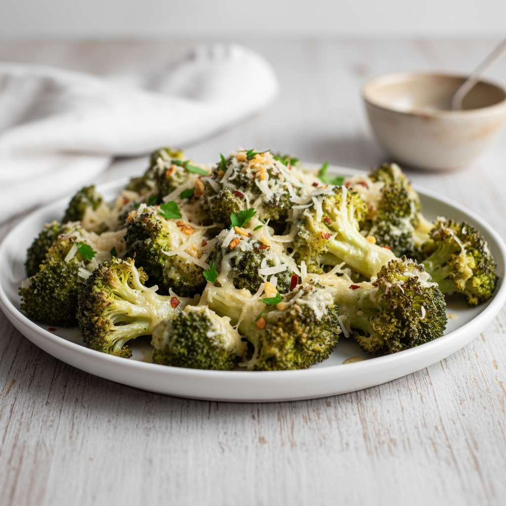 Crispy Garlic Parmesan Roasted Broccoli