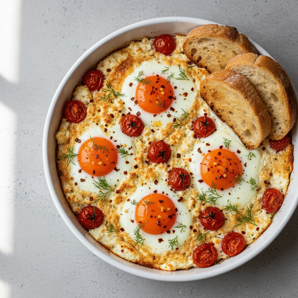 Easy Baked Feta Eggs Breakfast Recipe